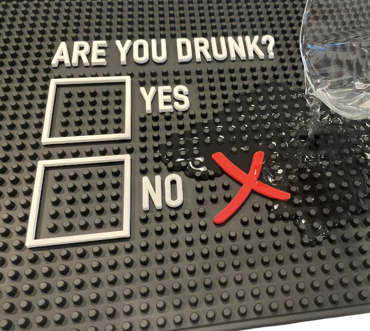 Are You Drunk? 17.7" x 11.8" Funny Bar Spill Mat Rail Countertop Accessory Home Pub Decor Slip Resistant Durable Thick Bar Covering For Craft Brewery Kitchen Cafe and Restaurant Decor