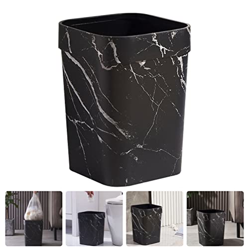 Cabilock Uncovered Trash Can Creative Marble Garbage Can Paper Waste Basket Dustbin Pen Pencil Desktop Storage Organizer for Home Kitchen Bathroom Office