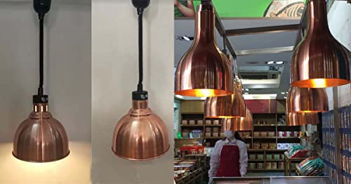 Food Warmer Lights Hanging Heating Lamp Retractable Heating Lamp for Buffet Restaurant (Dia.29cm) (Champagne)