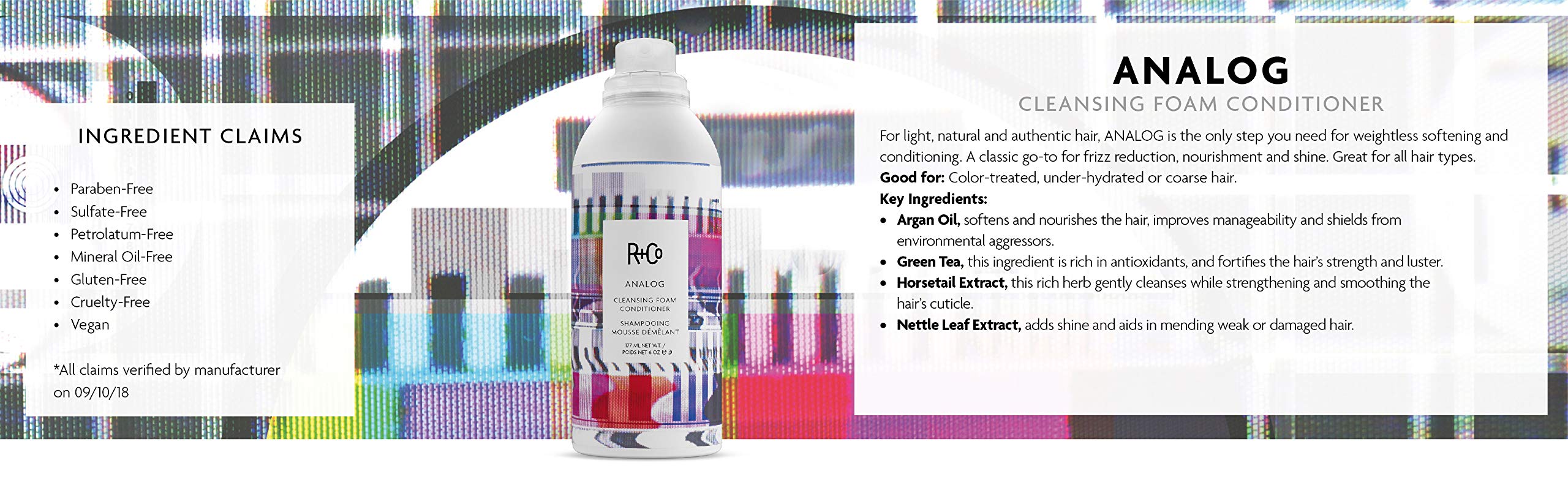 R+Co Analog Cleansing Foam Conditioner, Weightless Conditioner for Nourished, Shiny and No-Frizz Hair, 5.75 Fl Oz