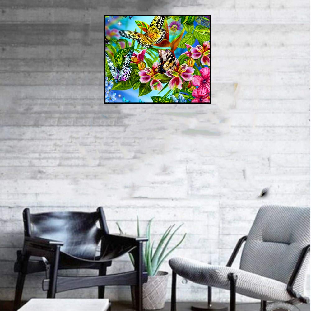 DIY 5D Diamond Painting Full Dril, Xizhendai 5D Full Embroidery Paintings Rhinestone Pasted DIY Diamond Painting Cross Stitch Home Wall Decor (Flower, 30x40cm)