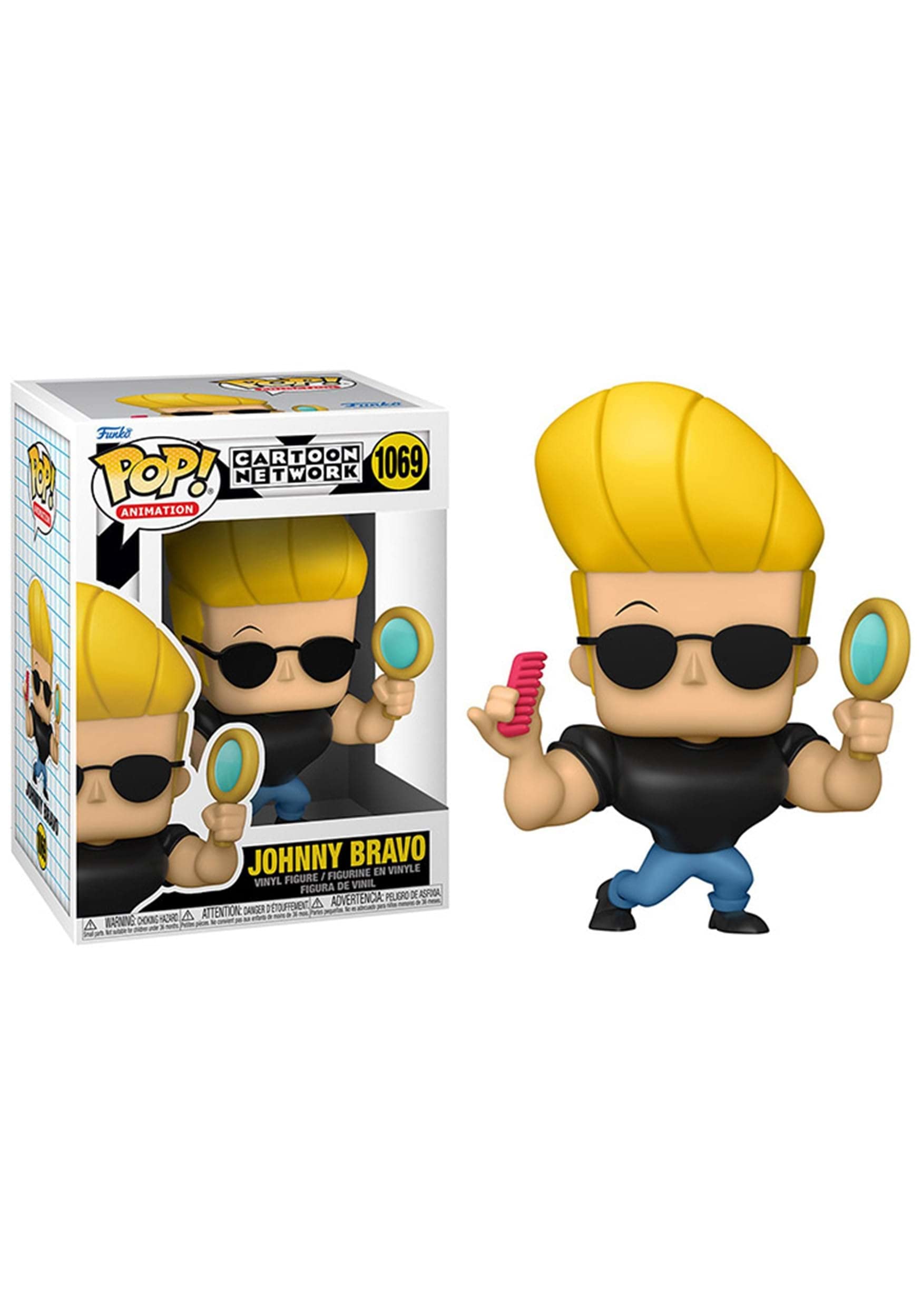 Funko POP Animation: Johnny Bravo - Johnny with Mirror & Comb, Multicolor, 5 inches, (57789)