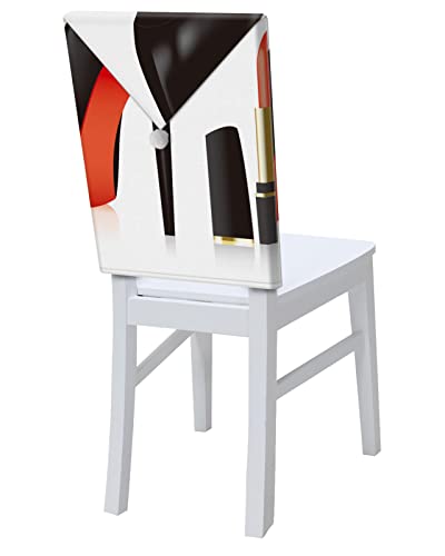 Dining Room Chair Back Covers, Black High Heels and Lipstick Chair Covers Kitchen Chair Slipcovers Protective Covers for Holiday Party Festival Decoration, Set of 6