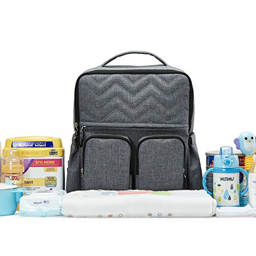 SoHo NY Diaper Backpack Bag 4Pc Chevron, Gray