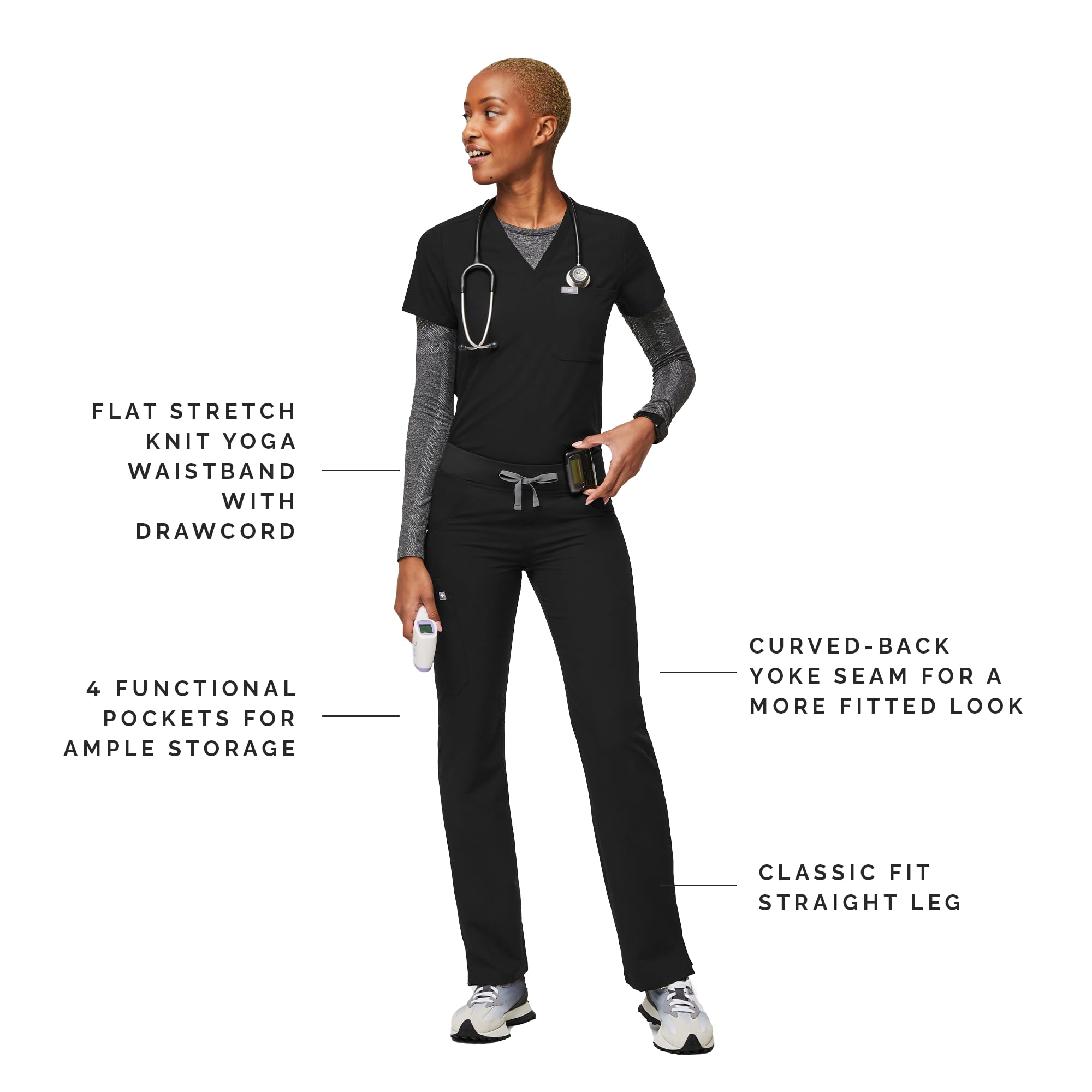 FIGS Kade Cargo Scrub Pants for Women - Black, M