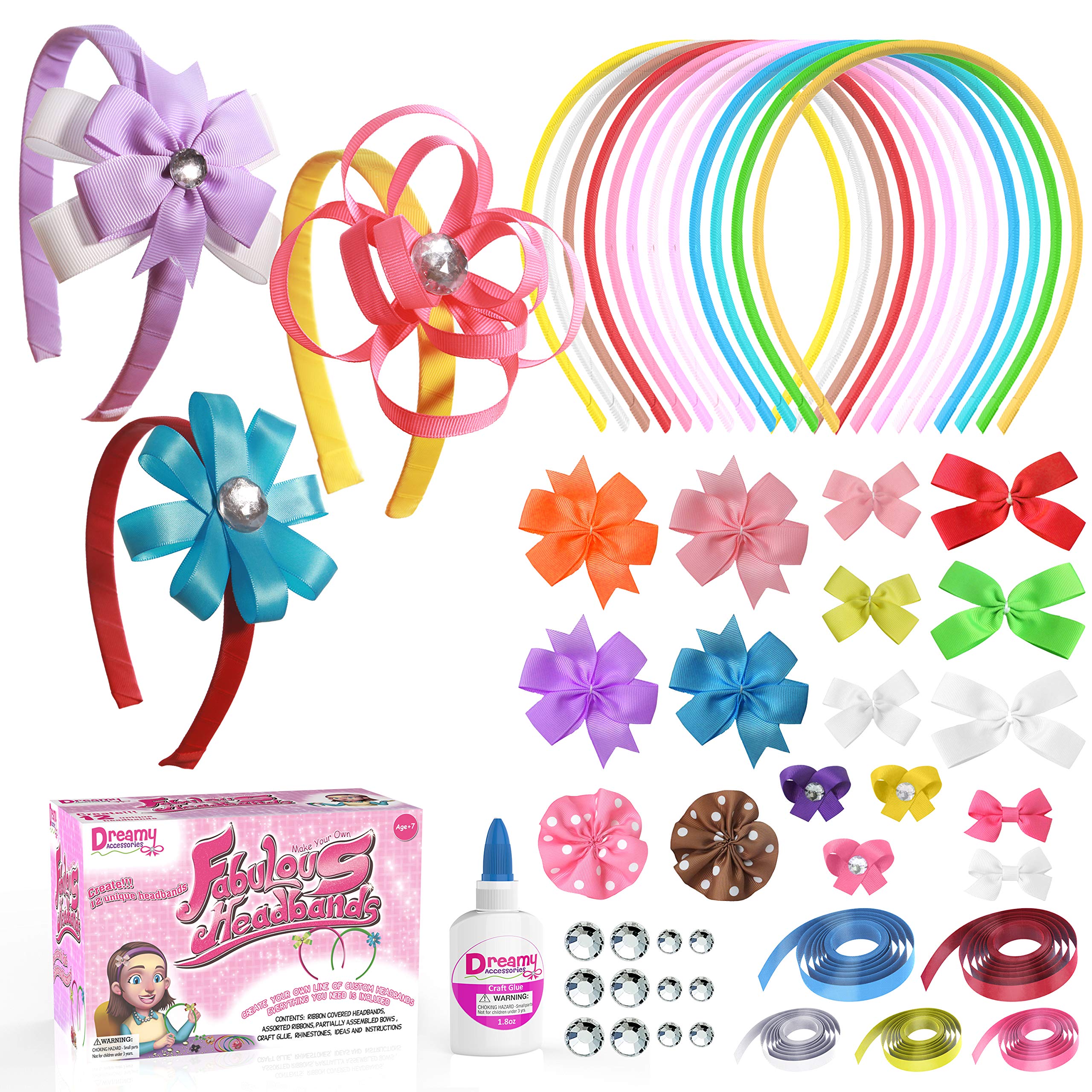 DIY Headband for Girls - Art and Crafts for Girls Ages 7-12 Full of Ribbon, Headbands, Bows and more - Craft Kits for Kids Ages 5-7 Crafts for Girls Ages 6-8 8-12 Crafts for Kids ages 8-12 3-5 4-8