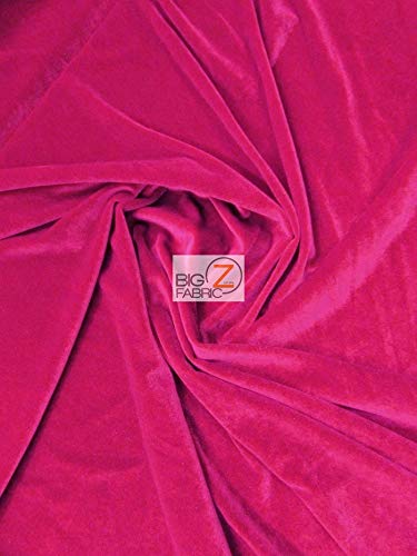 Big Z Fabric Stretch Velvet Velour Spandex 360 Grams Costume Fabric by The Yard DIY Dress Fashion Accessories Decor Apparel (Fuchsia)