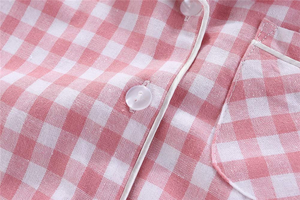 Mud Kingdom Baby Pajamas for Girls Boys Kids Clothes Sets Button Down Lattice 100% Cotton Sleepwear Pink 2T