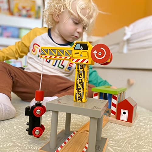 Bigjigs Rail Magnetic Big Yellow Crane - Other Major Wooden Rail Brands are Compatible