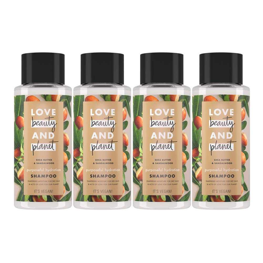 Love Beauty and Planet Moisturizing Shampoo for Dry Hair w/Shea Butter & Sandalwood, 13.5 fl oz (Pack of 4)