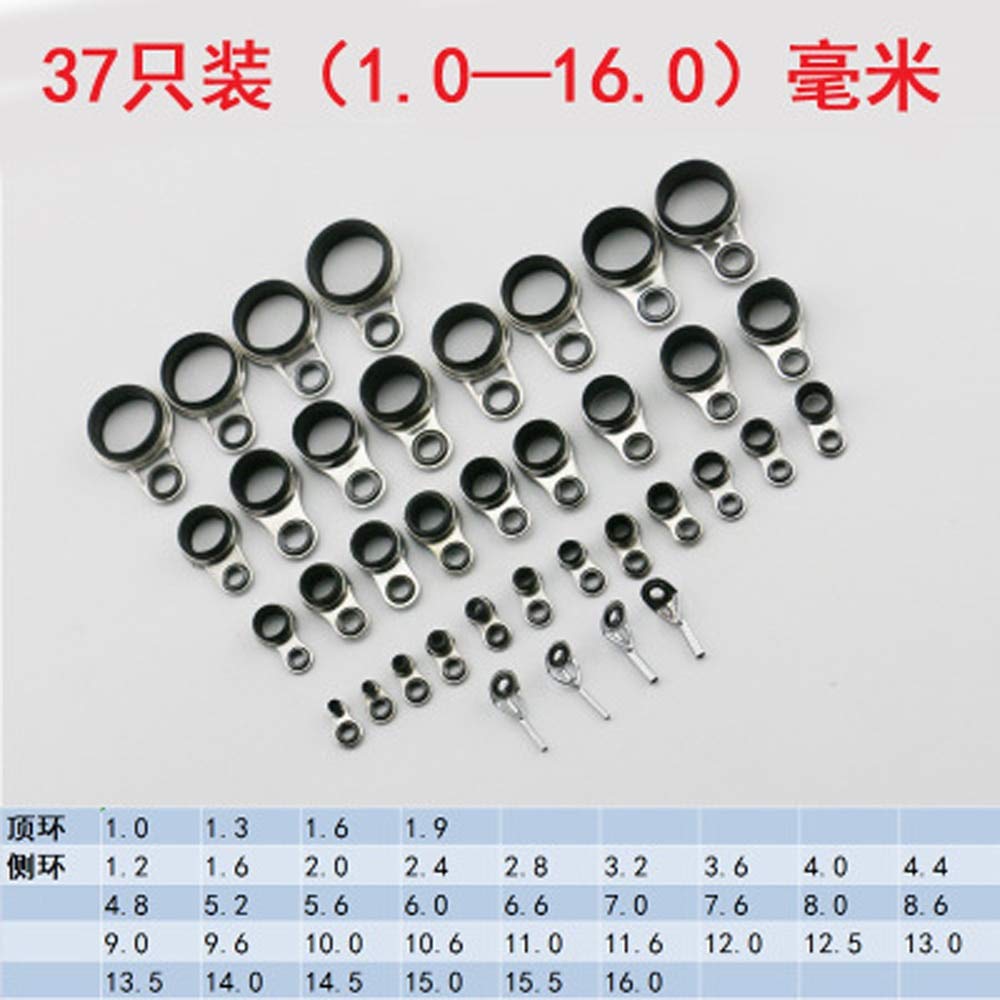 AFANGMQ 37Pcs Telescopic Fishing Rod Guides Top Ring Set Rod Repair Kit Mixed Sizes