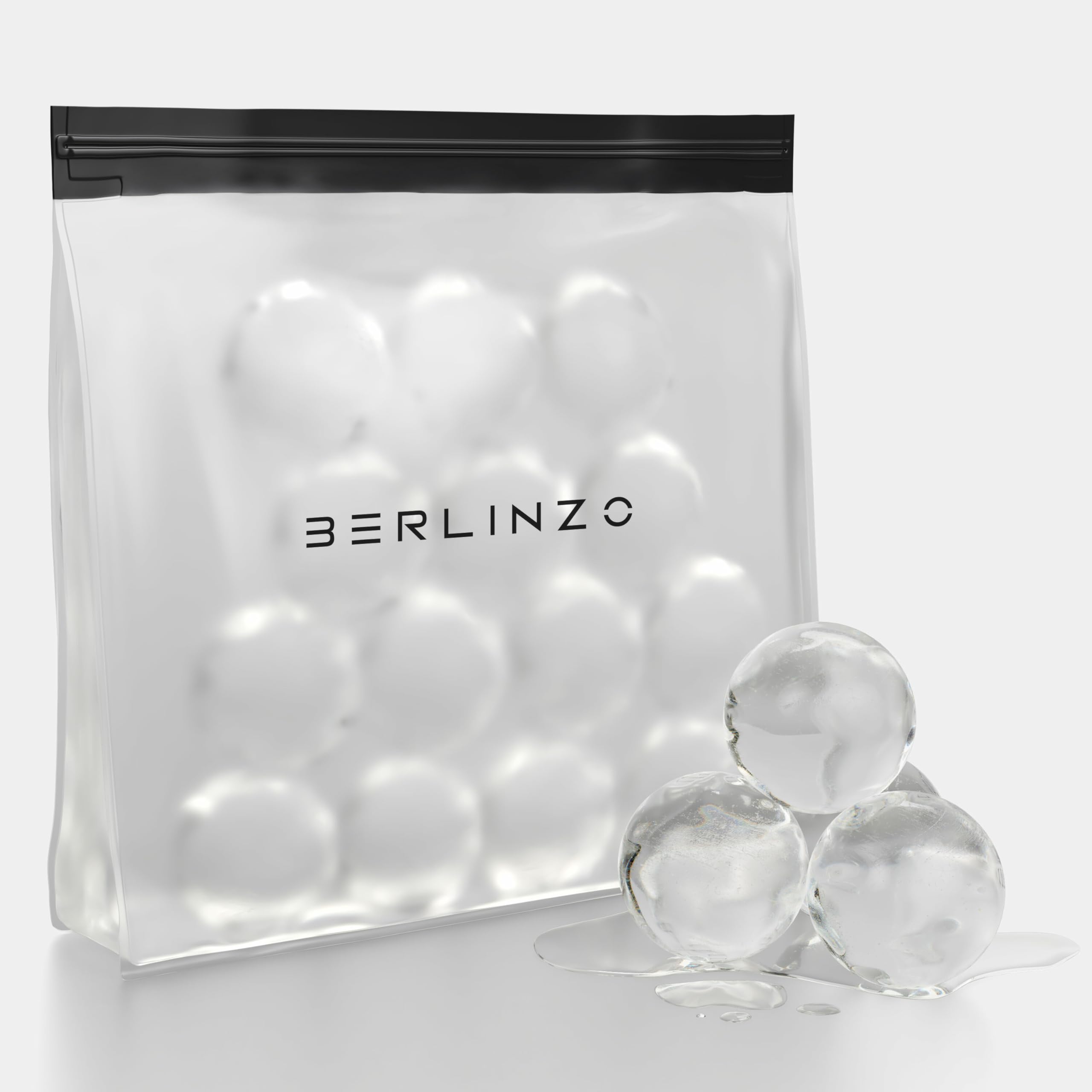 BERLINZO Large Reusable Ice Storage Bag - Freezer Safe Leak Proof Silicone and Plastic-Free Lunch Bag for Ice and Food Storage - BPA-Free XL Size