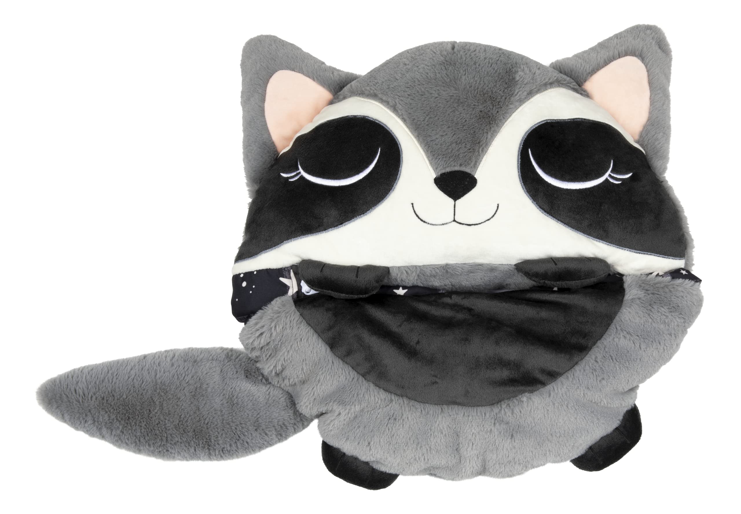 Lippert Thomas Payne Three-in-One Children’s Raccoon Nap Sack for Camping and Sleepovers with Durable Material, Fold-Up Design, Machine Washable, Dryer Safe - 2022107841 Grey