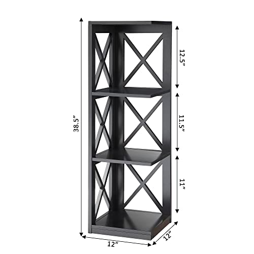 Convenience Concepts Oxford 3 Tier Corner Bookcase, Black