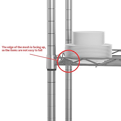 SINGAYE 5 Tier Storage Rack Wire Shelving Unit Thicken Heavy Duty Storage Shelves for Pantry Closet Kitchen Laundry 880Lbs Capacity 13.38"x 23.22"x 59.05"(DxWxH) Silver