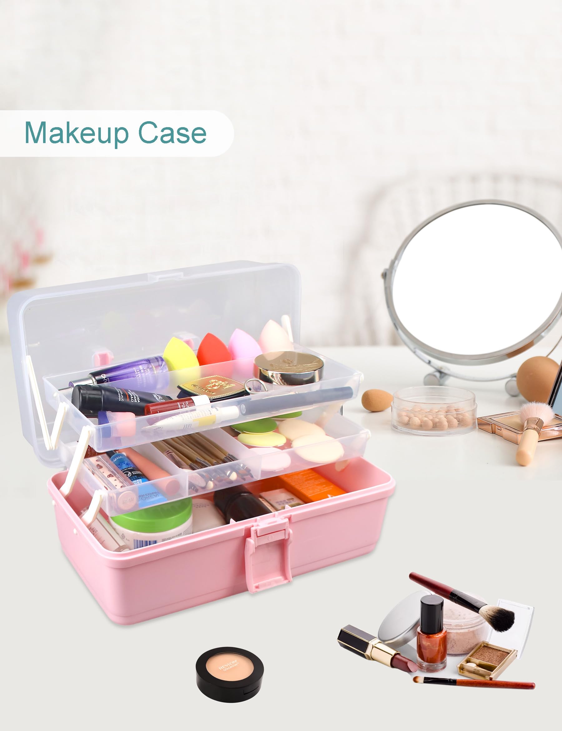Avlcoaky Pink Tackle Box Pink Art Crafts Tool Box Large 3 Layers Plastic Storage Box Sewing Box Hair Accessories Organizer Tackle Box 0rganizers and Storage