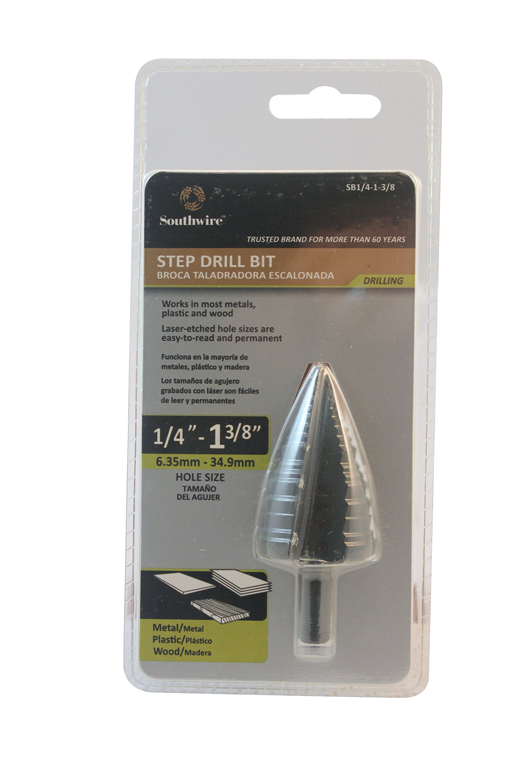 Southwire STEP BIT, DBL STRT FLUTE 1/4" TO 1-3/8"