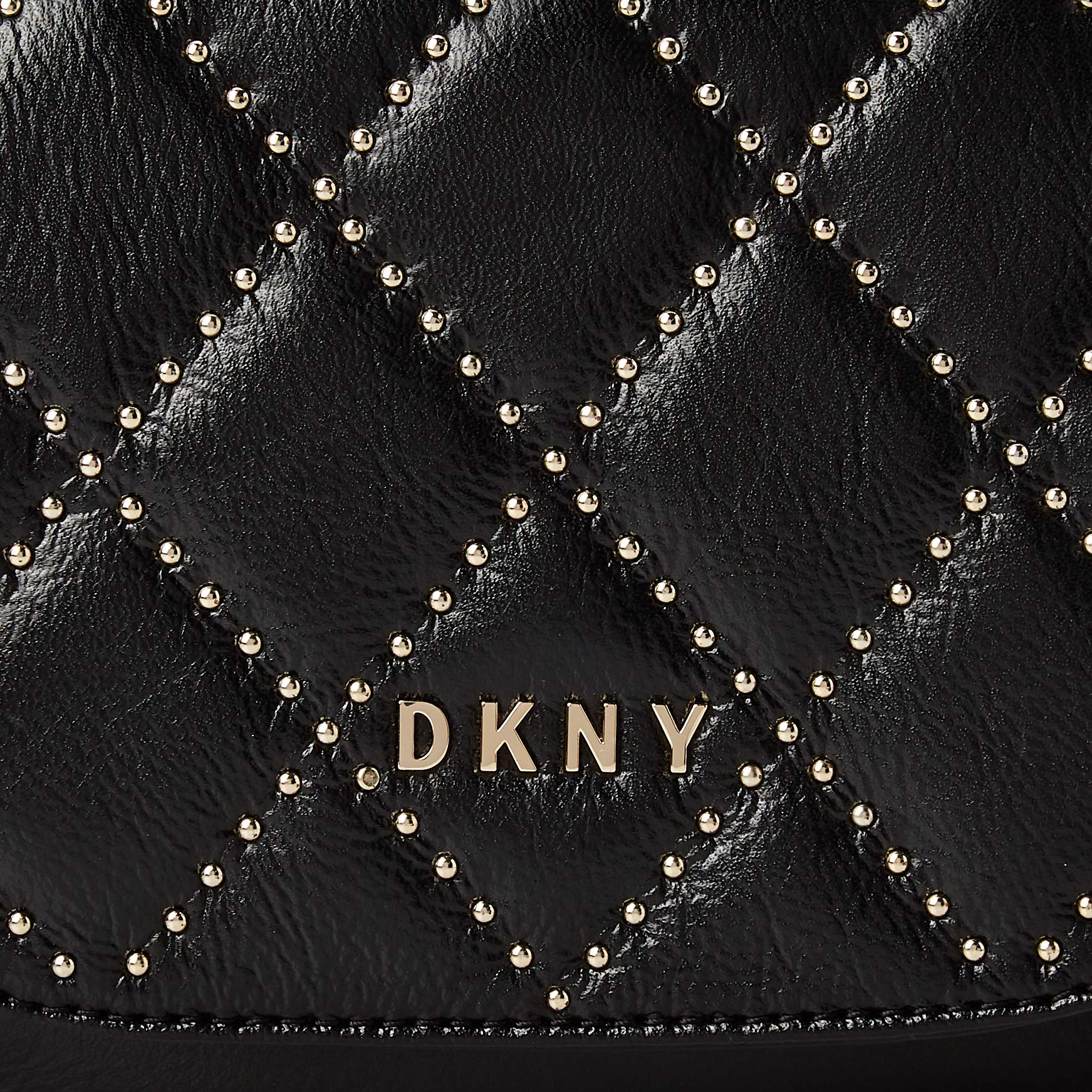 DKNY Sofia Studded Leather Small Saddle Bag Crossbody - Black