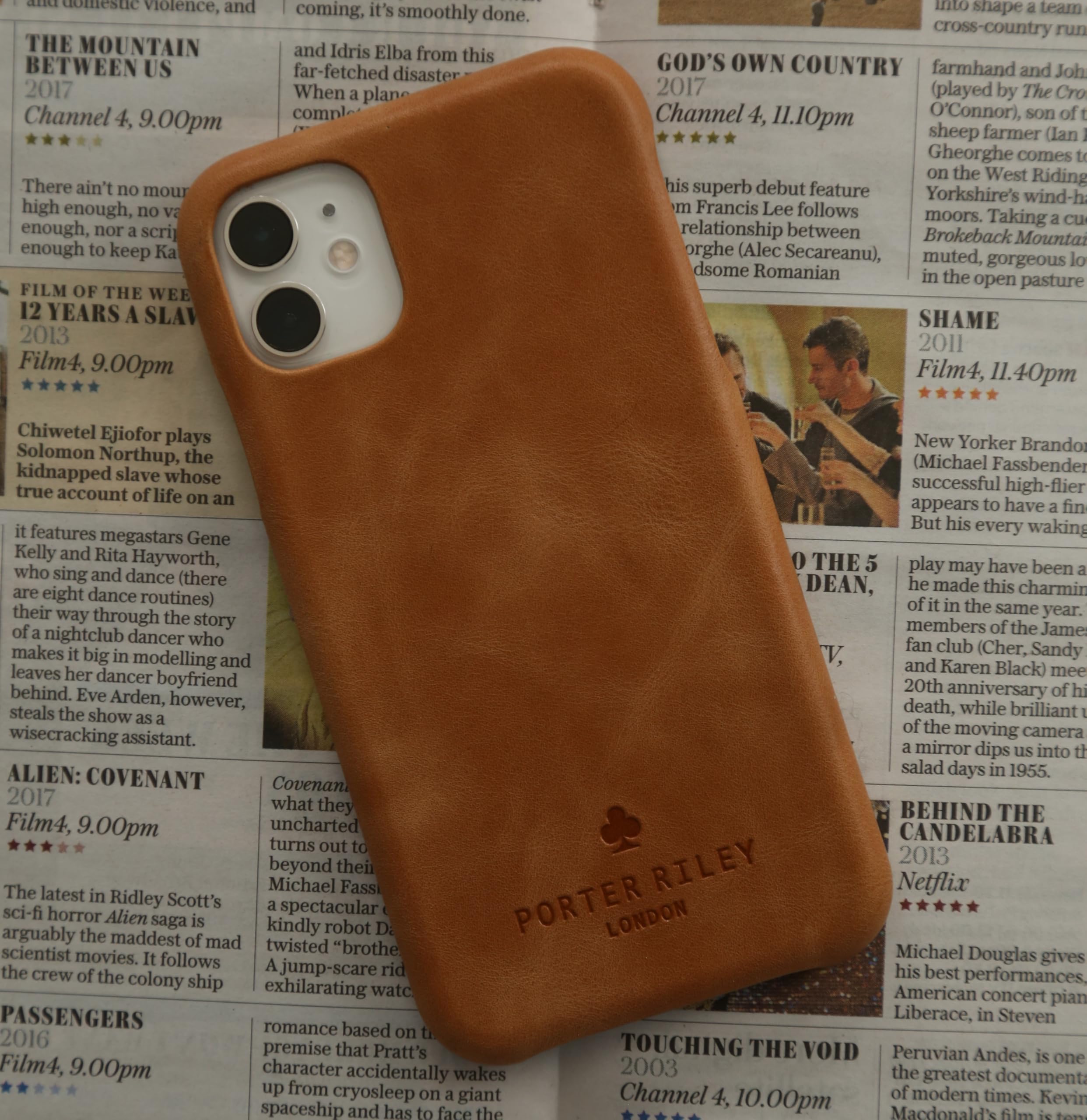 Porter Riley - Leather Case for iPhone SE 2022/20 and iPhone 8 / iPhone 7. Premium Genuine Leather Slimline Back Case (Tan)