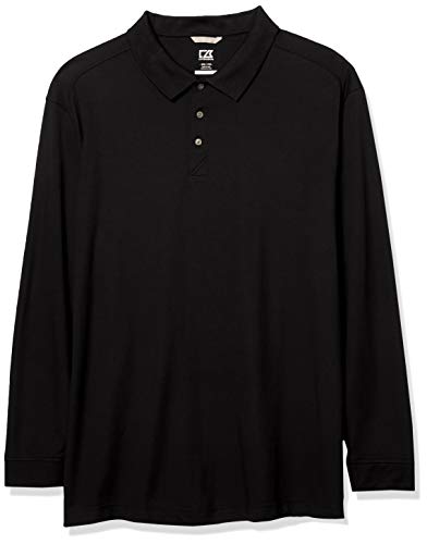 Cutter & Buck Men's Big and Tall Big & Tall 35+UPF, Long Sleeve Advantage Polo Shirt, Black, 4XB
