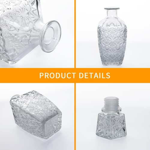 Cadamada Glasses Decanter,26 oz Diamond Pattern Wine Bottle with Lid,Delicate Decanter Set-for Tequila, Brandy, Scotch and Vodka, Gift Giving, Bar and Party Decoration (3pcs)