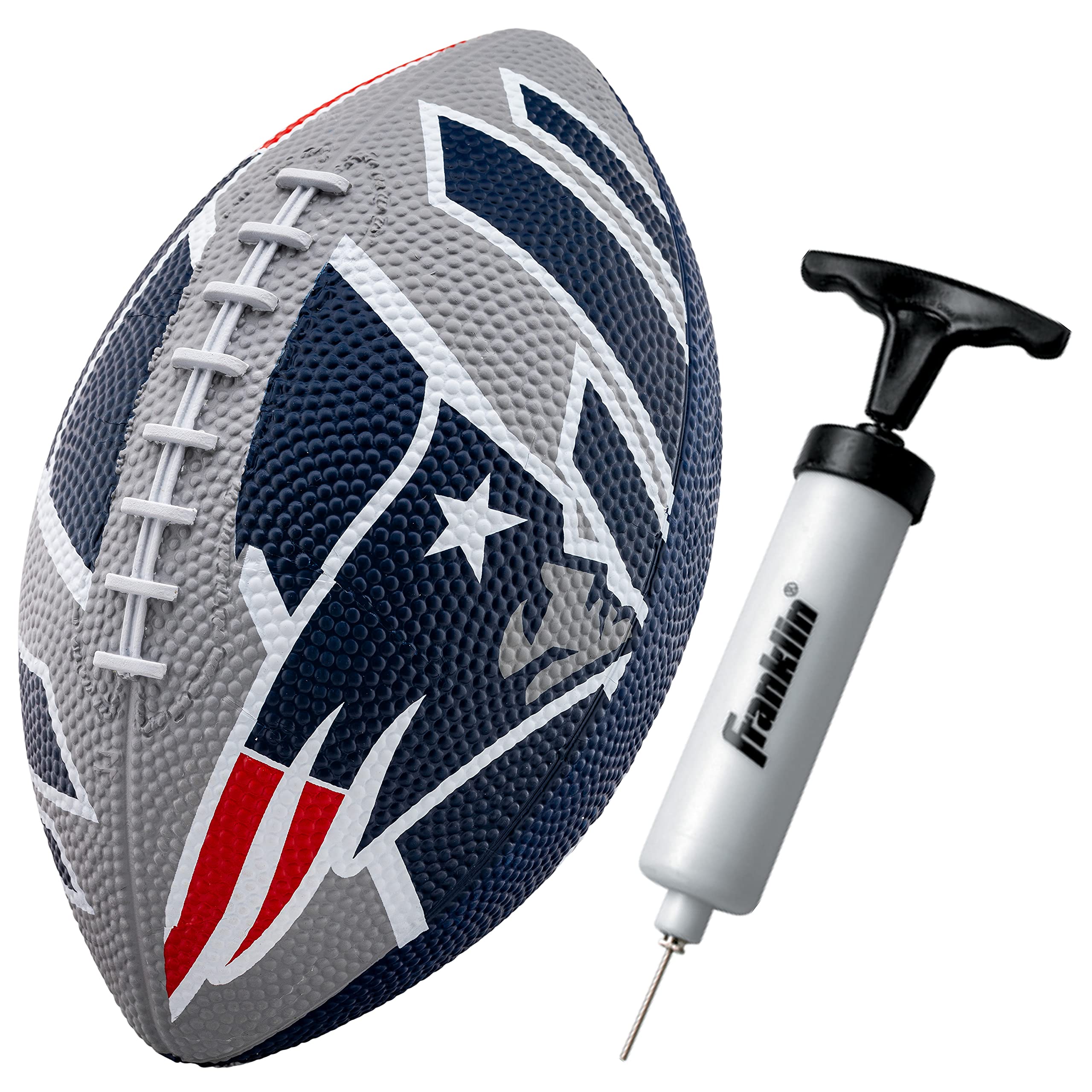 Franklin Sports NFL New England Patriots Football - Youth Football - Mini 8.5" Rubber Football - Perfect for Kids - Team Logos and Colors!