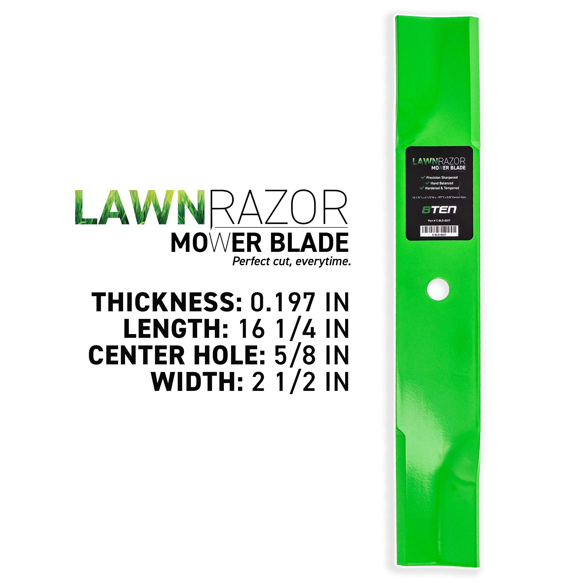 8TEN LawnRAZOR Mower Blade Set for Ferris IS1500Z 5020843S Bobcat 112111-01 Exmark 1520843 32 48 inch Deck (High Lift)