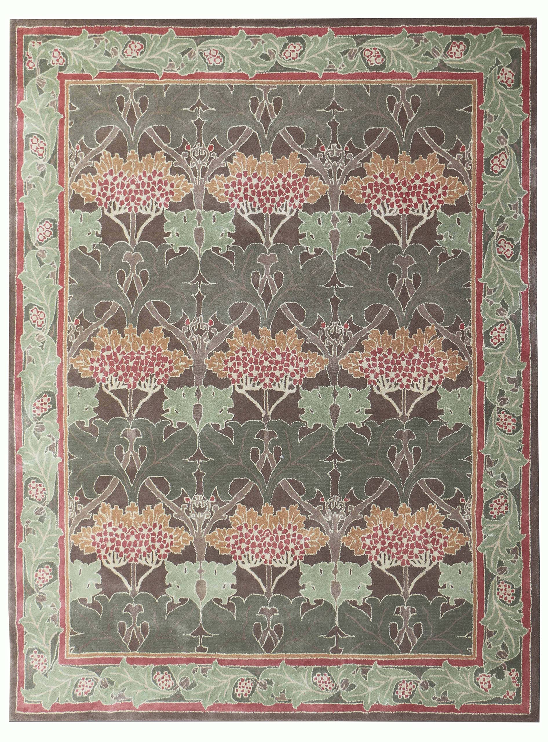USA RUG Old Hand Made Pattern William Morris Cecil Green Traditional Oriental Style 100% Woolen Area Rugs (8 ft x 10 ft)