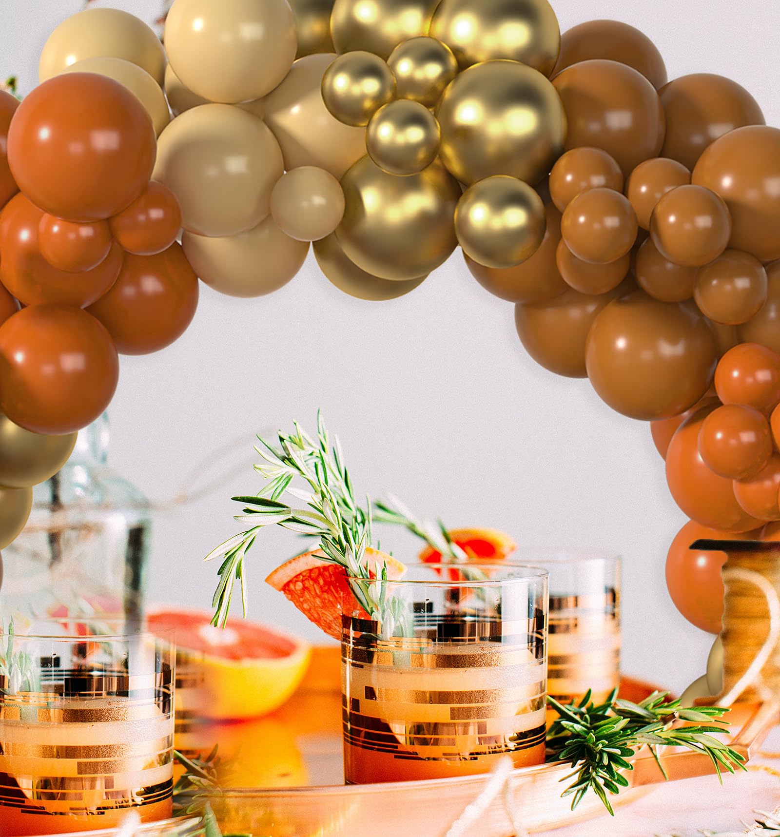 Orange Balloon Arch Brown Orange Black Double Stuffed Metallic Gold Blush Balloons Garland Kit for Fall Baby Shower Thanksgiving Party Decorations