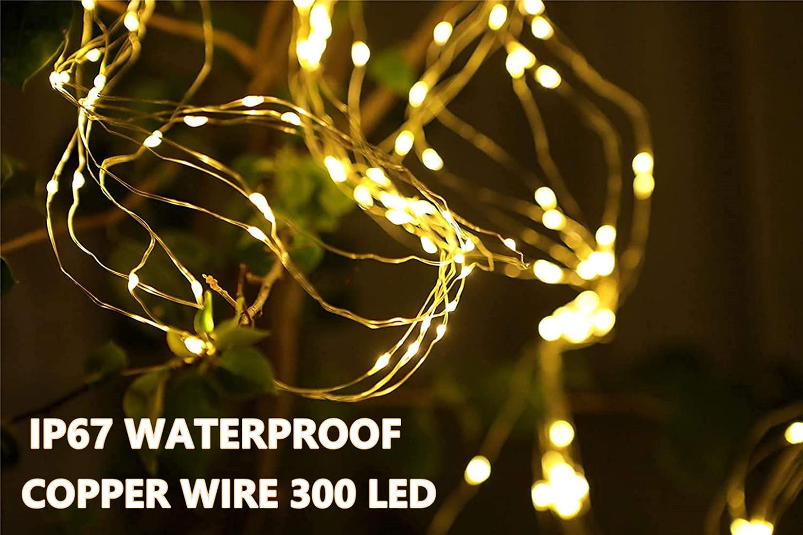 BIGKJYBC 300 LED Upgraded Solar Fairy Watering Can Lights, Remote Control Solar String Lights Outdoor Waterproof Firefly Bunch Lights, Fairy Lights for Vines Garden Wedding Tents Decor(Warm White)