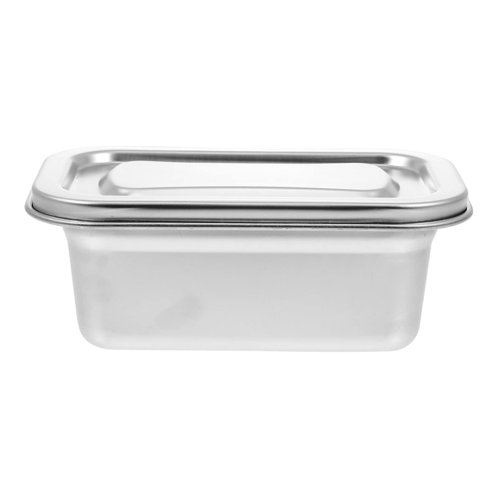 Angoily Refrigerator Ice Cream Box Stainless Steel Freezer Box Metal Freezer Bin Airtight Snack Bowl Reusable Refrigerator Food Storage Container with Lids for Kitchen Accessories