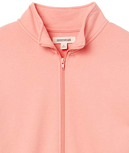 Amazon Brand - Goodthreads Men's Lightweight French Terry Track Jacket, Coral, Medium