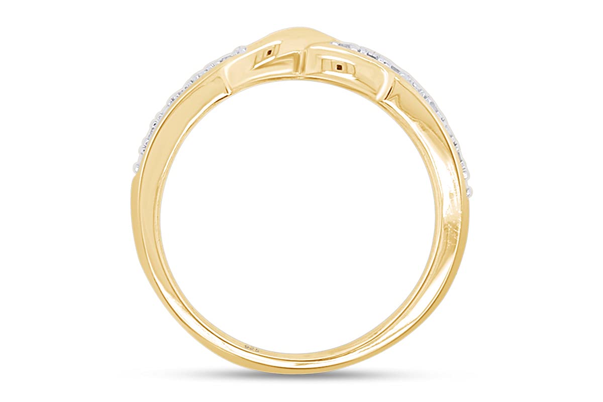 AFFY 1/20 cttw Round Cut Natural diamond 14k Yellow Gold Plated Sterling Silver Diamond Heart Infinity Ring, G-H Color, I1-I2 Clarity Ring Size-6