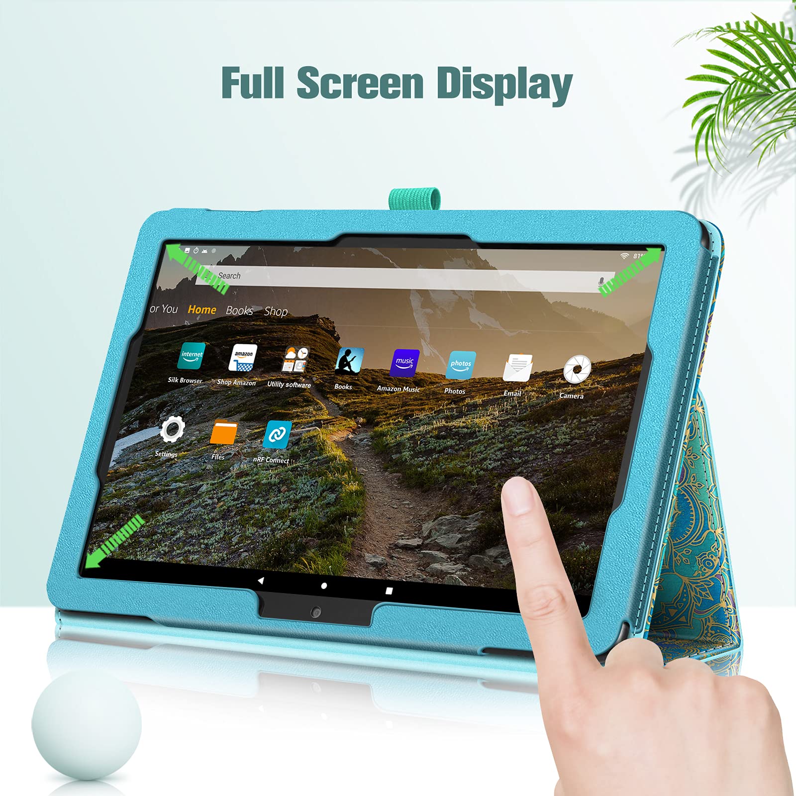 Fintie Folio Case for All-New Amazon Fire HD 10 and Fire HD 10 Plus Tablet (Only Compatible with 11th Generation 2021 Release) - Slim Fit Standing Cover with Auto Sleep/Wake, Shades of Blue