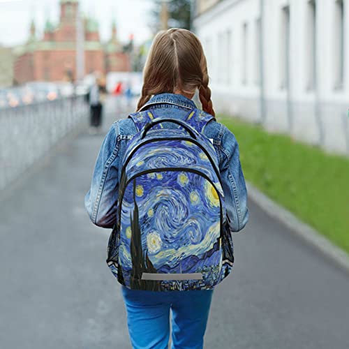 Caikeny Vincent Van Gogh Backpacks Travel Laptop The Starry Night School Backpack Computer Book Bag for Kids Men Women Outdoor Hiking Camping