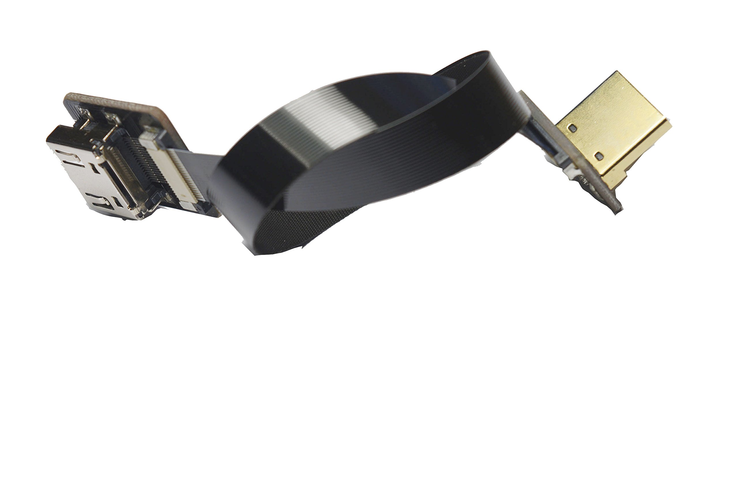 Short Flat Slim Thin HDMI FFC FPV HDMI Cable Standard HDMI Female Plug to Standard HDMI Male 90 Degree Compatible with RED blackmagic BMCC Sony FS7 Canon C300 Black 10cm