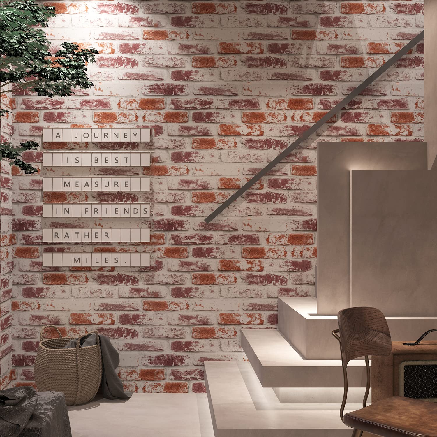 Brick Wallpaper Red Brick Peel and Stick Wallpaper Self-Adhesive Wallpaper Brick Contact Paper 17.7” × 118” Removable Wallpaper 3D Brick Paper for Backsplash Countertop Wall Realistic Brick Textured