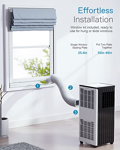FIOGOHUMI 12000BTU Portable Air Conditioner - Portable AC Unit with Built-in Dehumidifier Fan Mode for Room up to 350 sq.ft. - Room Air Conditioner with 24Hour Timer & Remote Control Window Mount Kit