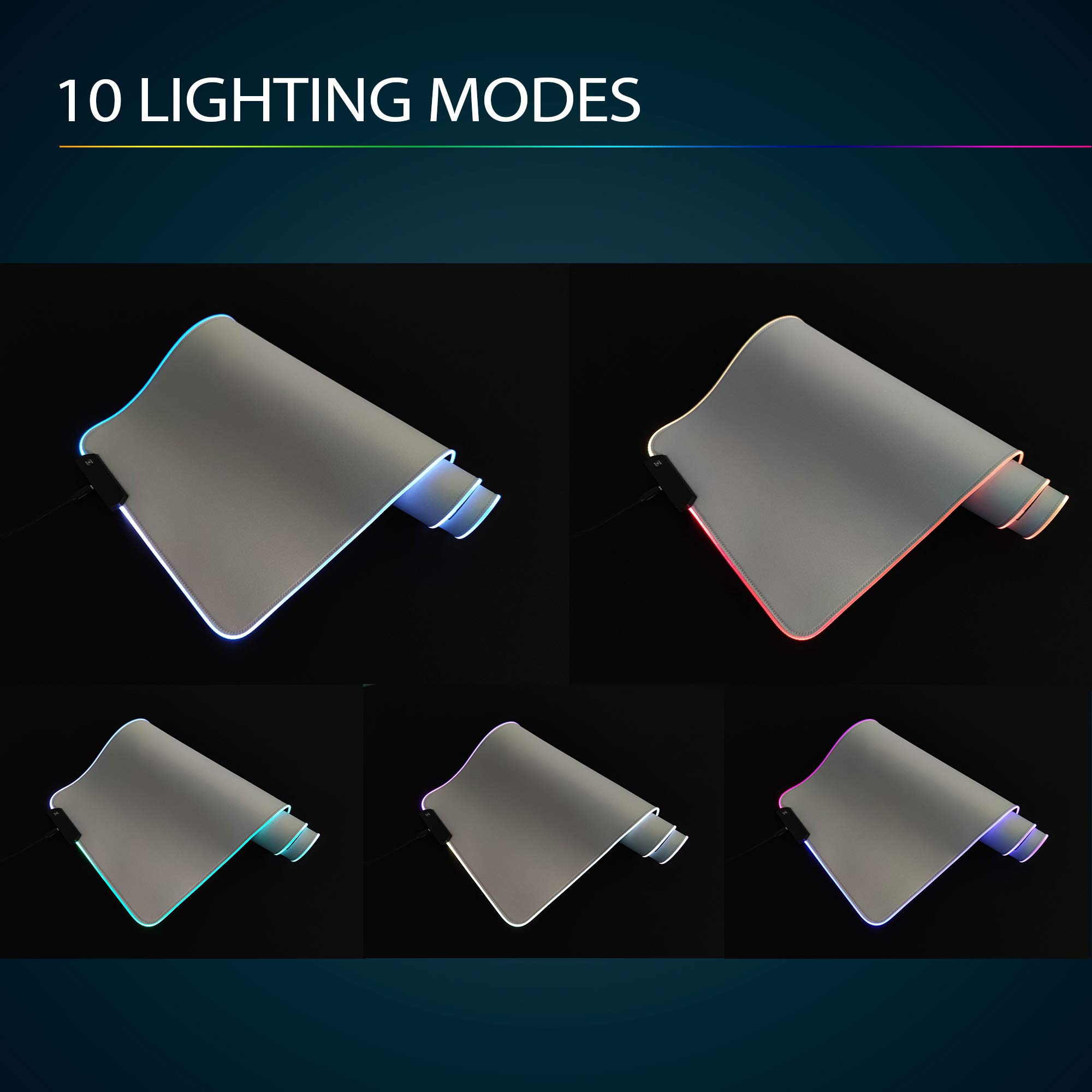 Board | Extended White RGB Gaming Mouse Pad/Mat XXL: 10 Lighting Modes 7 Monochromatic Light, Maximum Control and Speed, Ultra Thick 4mm, Non-Slip Large Mousepad and Keyboard Mat 31.5"x11.8"x0.16"