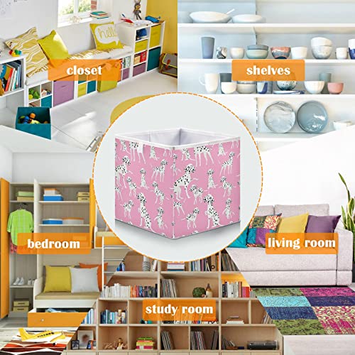 Dalmatian Dog Foldable Cloth Shelf Baskets Rectangle Toy Storage Bins Box with Handles for Clothes Toy Gift Storage 15.75x10.63x6.96 Inches