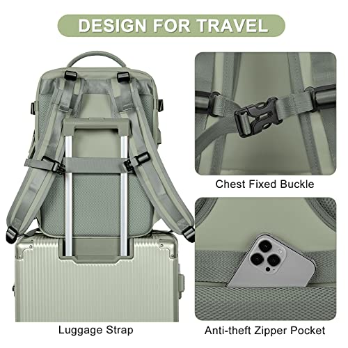 coofay Travel Backpack For Women Men Airline Approved Carry On Backpack Flight Approved Waterproof Sports Luggage Backpack Casual Daypack Small Hiking Backpack Grey Green