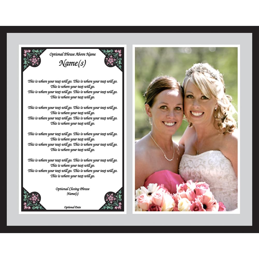 Your Poem or Text Designed with Photo and Names, 8x10 Inch Personalized Print