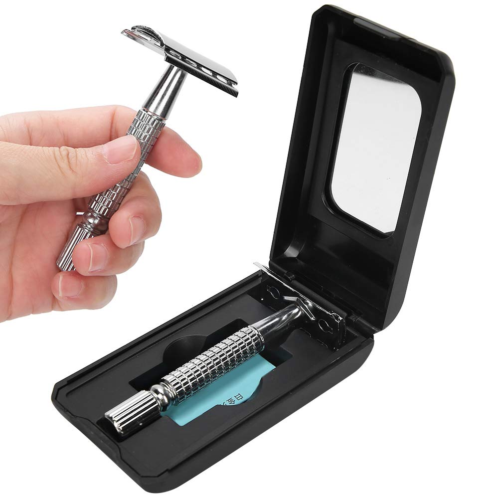 Safety Razor for Professional Barber Shop or Home, Stainless Steel Portable Classic Double Edge Safety Shaving Razor for Men