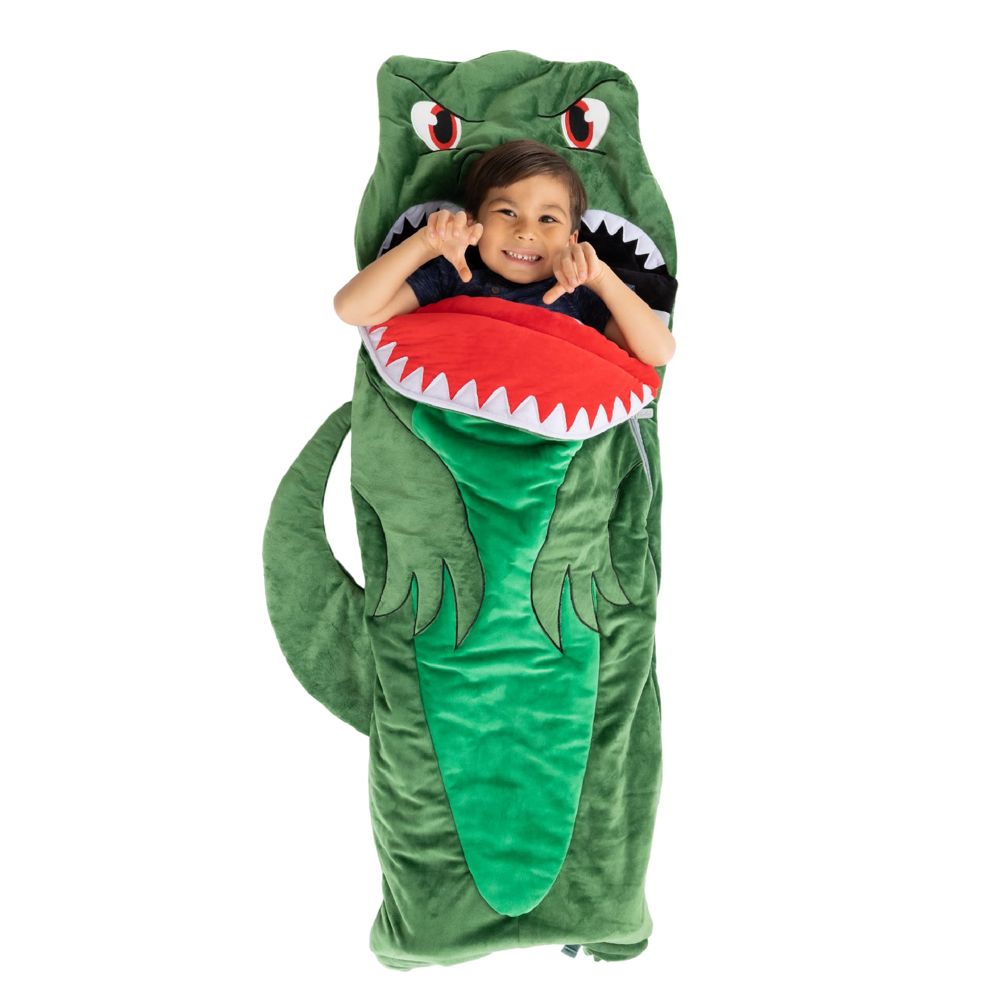 Bixbee Kids Sleeping Bag, Dinosaur Sleeping Bag for Kids 3+, 60 x 22 Inches, Soft Toddler Sleeping Bag with Carrying Handle | Machine Washable Soft Slumber Bag for Naptime, Daycare