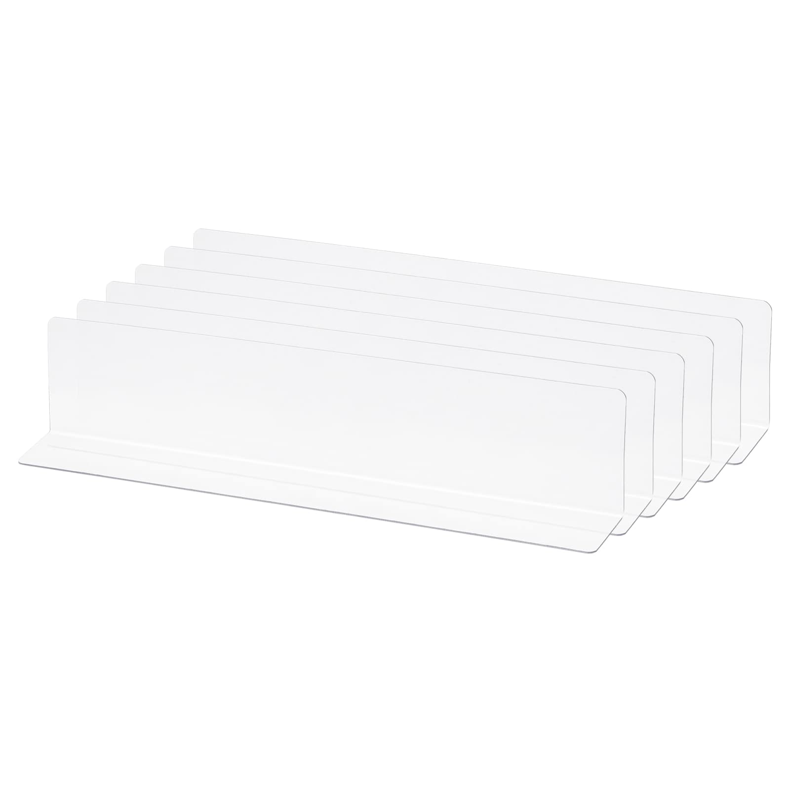 MECCANIXITY L Type Shelf Dividers, PVC Clear Closet Shelf Separator Organizer Clapboard for Kitchen Cabinet Bookcase Office Supermarket 28 x 3 x 6cm Pack of 6