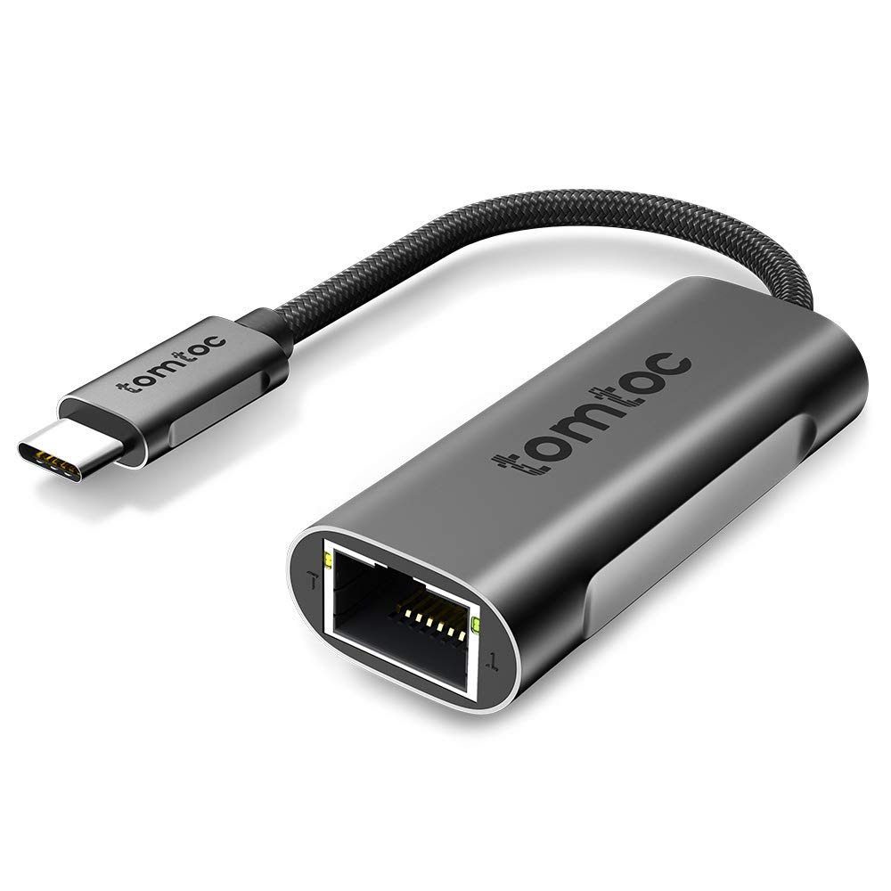 tomtoc USB-C 3.0 to Ethernet Adapter, Thunderbolt 3/Type-C to RJ45 Gigabit Ethernet LAN Network Adapter Portable 1000Mbps Hub for USB-C Enabled MacBook Pro, MacBook Air, Dell XPS, iMac, iPad Air 4/Pro