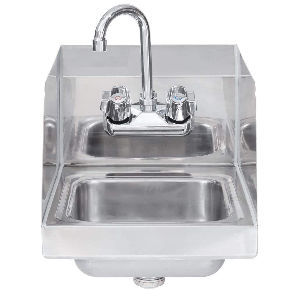 Commercial Stainless Steel Wall-Mount Hand Sink with Side Splash 12 x 12 - NSF
