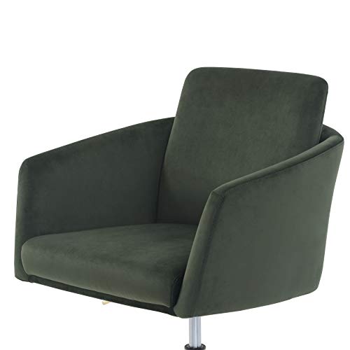 Amazon Brand – Rivet Bertha Mid-Century Velvet-Upholstered Swivel Office Chair, 25.25"W, Olive Green with Gold Finish