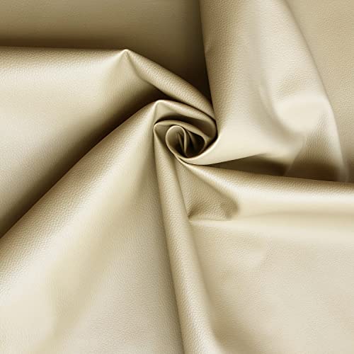 Faux Leather Sheet 1 Yard 56.3x36" Upholstery Vinyl 0.8mm Thick Soft PU Leather KhakiUpholstery Vegan Leather Fabric Synthetic Material for Sofa Bags Chairs Car Seats DIY Craft