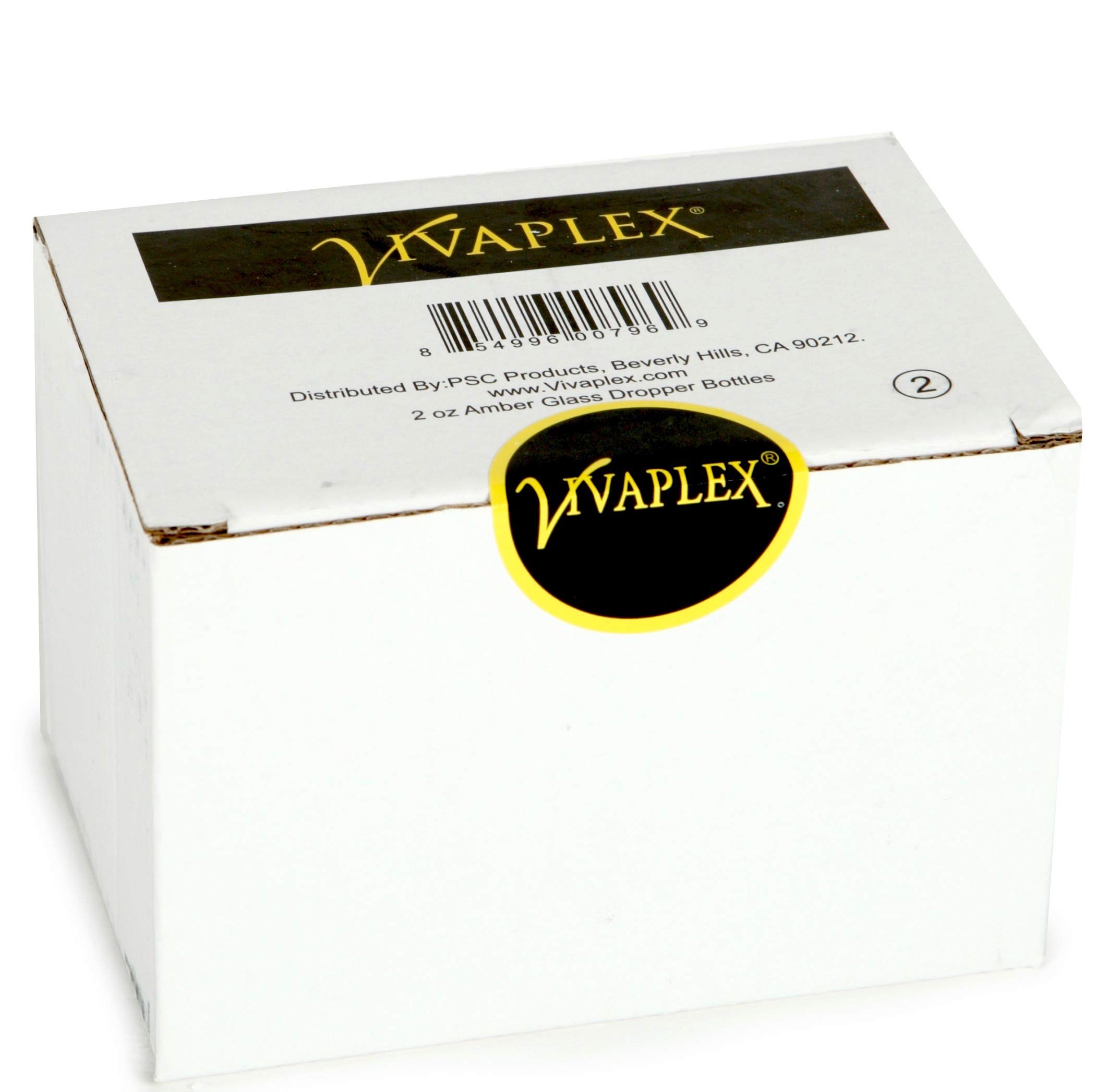 Vivaplex, Amber, 2 oz Glass Bottles, with Glass Eye Droppers - 2 pack